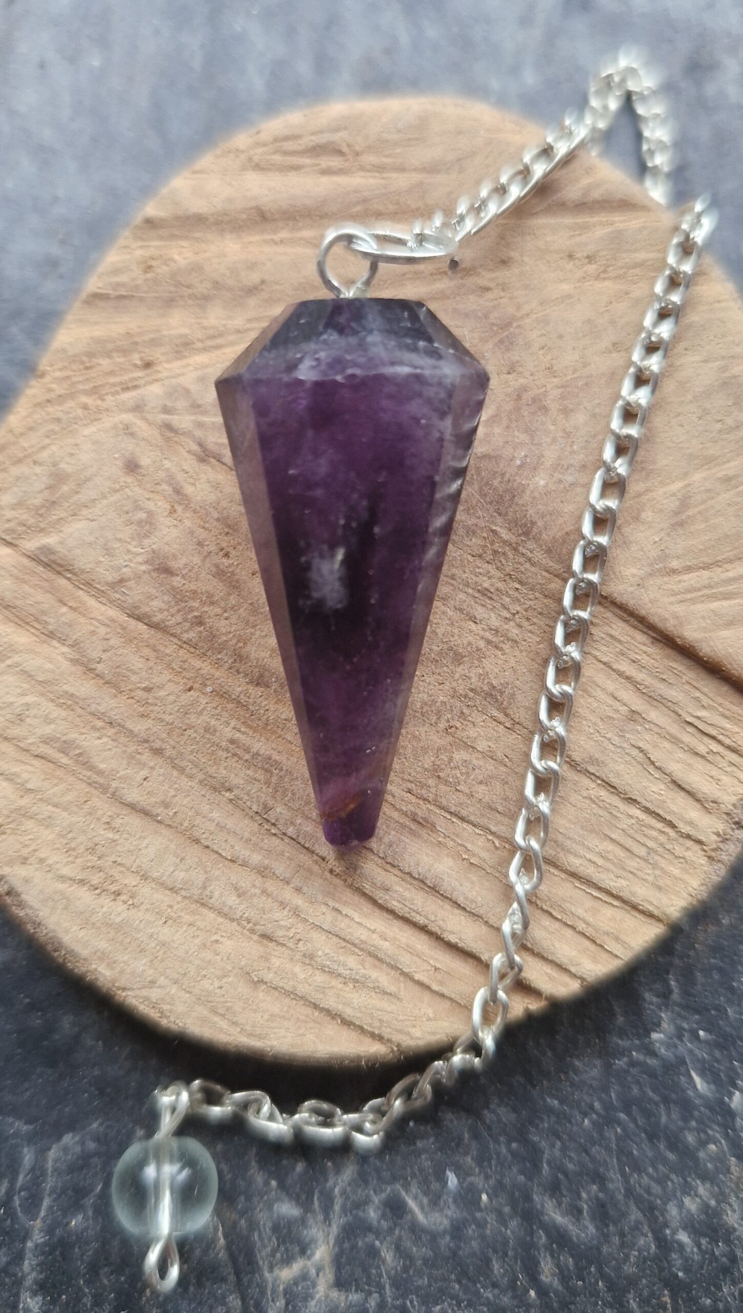 Purple fluorite pendulum for divination, dowsing and healing